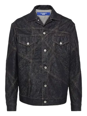 Junya Watanabe Embroidered Denim Trucker Jacket - Blue