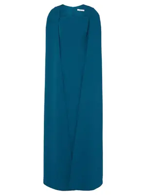 Safiyaa Cinza Caped Crêpe Gown - Blue