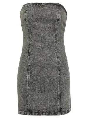 Remain Birger Christensen Rhinestone-embellished Denim Mini Dress - Grey