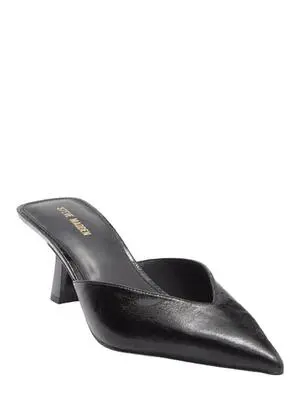 Steve Madden Mod Pointed Toe Mule Pumps - Black Crinkle Leather