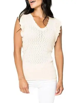 GIBSONLOOK Pointelle Sleeveless Sweater - Natural