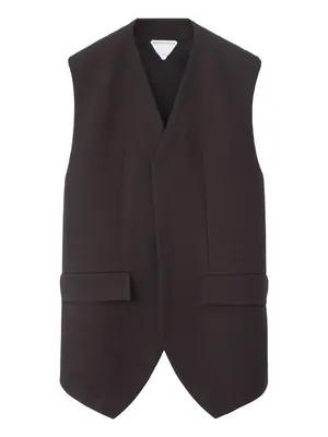 Bottega Veneta Cotton-blend Crepe Vest - Brown