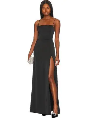 Katie May Trudy Gown With Side Slit And Lace-up Back - Black