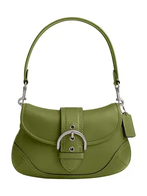COACH Soho Flap Bag In Regenerative Leather Silver/dark Lime