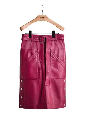 COACH® Restored Belted Leather Skirt - Tweed Berry