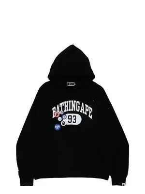 A BATHING APE Badge Motif Loose Fit Pullover Hoodie Black