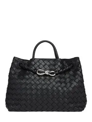 Bottega Veneta Andiamo Medium Top-Handle Bag Black-silver