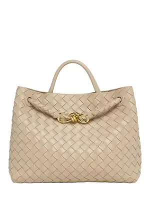 Bottega Veneta Andiamo Medium Top-Handle Bag Ecru