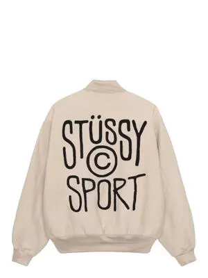StÜssy Sport Melton Varsity Jacket - Oatmeal