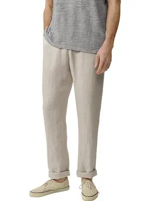 ALEX CRANE Regular Fit Linen Drawstring Pants - Bone