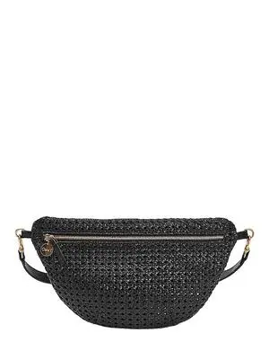 Clare V. Grande Fanny Woven Leather Belt Bag - Black