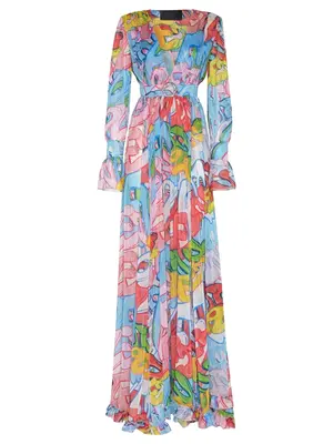 Philipp Plein Bombing Graffiti-print Maxi Dress - Blue