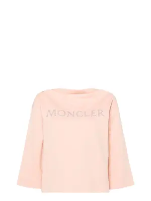 Moncler Logo-appliqué Boat-neck Sweatshirt - Pink