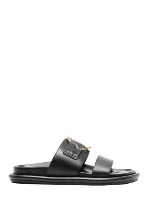 Moncler Bell Leather Slides - Black