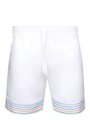 Casablanca Stripe-embroidered Linen Shorts - White