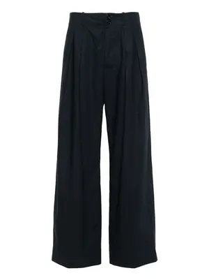 Plan C Pleated Wide-leg Trousers - Blue