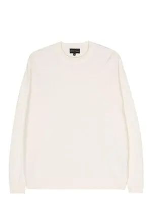 Emporio Armani Logo-jacquard Cotton Jumper - Neutrals
