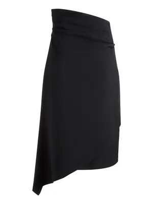 Bally Wrap Asymmetric Midi Skirt - Black