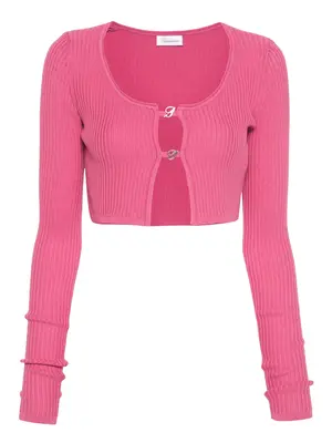 Blumarine Logo-plaque Cropped Cardigan - Pink