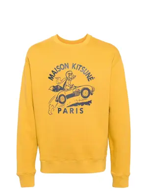 Maison Kitsuné Racing Fox Cotton Sweatshirt - Yellow