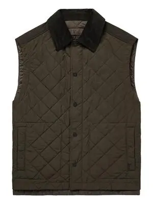 Purdey Cotton Corduroy-trimmed Padded Quilted Shell Gilet - Green