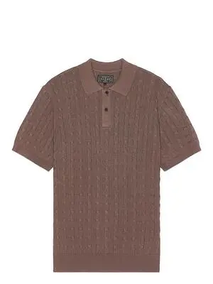 BEAMS Beams Plus Knit Polo Cable In Brown Brown