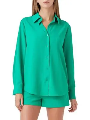 Endless Rose Endless Rose Solid Button-Up Shirt Green