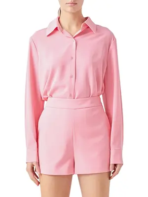 Endless Rose Endless Rose Solid Button-Up Shirt Light Pink