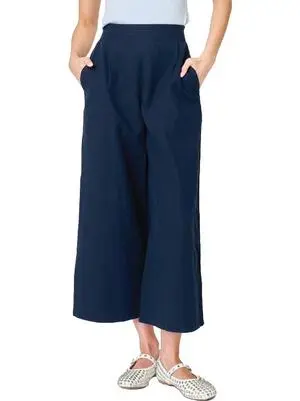 GIBSONLOOK GIBSONLOOK Crop Wide Leg Linen Blend Pants Navy