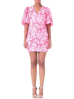 Endless Rose Floral Cotton Mini Dress - Red/pink