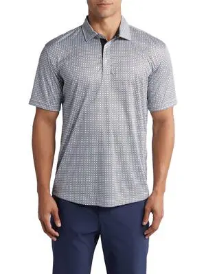 SWANNIES Tanner Geo Print Performance Golf Polo - Glacier-black