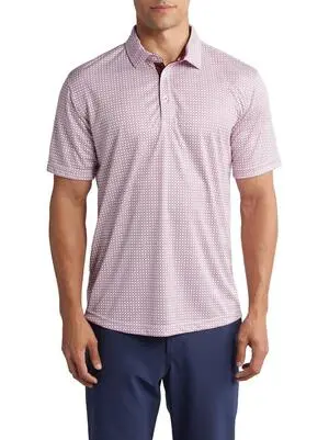 SWANNIES Tanner Geo Print Performance Golf Polo - Maroon