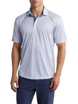 SWANNIES Tanner Geo Print Performance Golf Polo - Navy