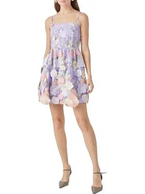 Endless Rose Floral Embroidered Fit & Flare Mini Dress - Lilac