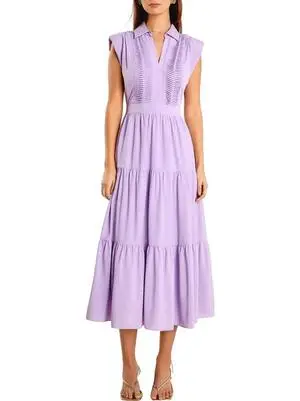 Endless Rose Pintuck Tiered Midi Dress - Lilac