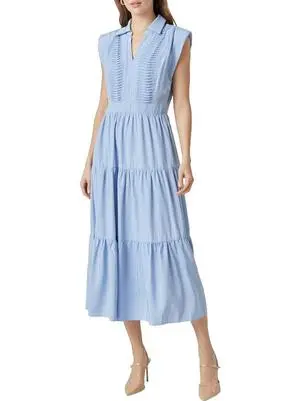 Endless Rose Pintuck Tiered Midi Dress - Powder Blue