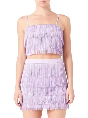 Endless Rose Tiered Fringe Crop Top - Lilac