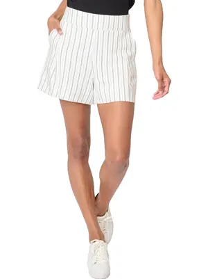 GIBSONLOOK Pinstriped Elastic Shorts - Parchment Pinstripe