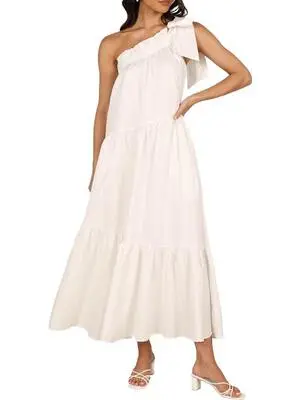 PETAL & PUP Ava One-shoulder Maxi Dress - White