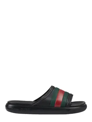 Gucci Gucci Web Rubber Slide Sandal Black