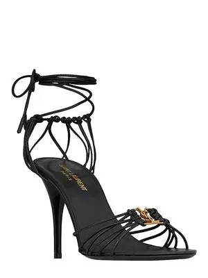 Saint Laurent Babylone Sandals In Leather - Black Lambskin