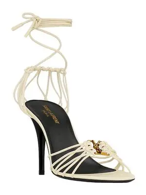 Saint Laurent Babylone Sandals In Leather - Real Beige