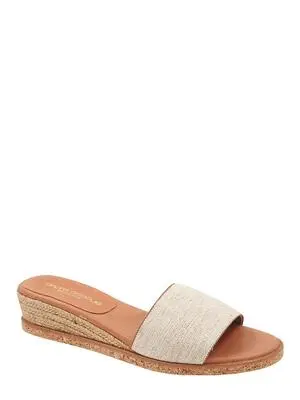 Andre Assous Nessie Espadrille Wedge Slides - Beige Linen