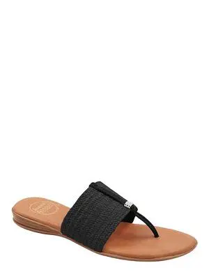 Andre Assous Woven Thong Sandals - Black