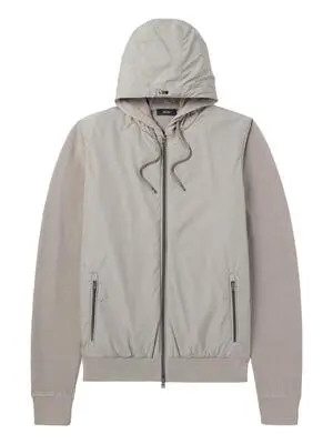 Herno Waffle-Knit Cotton And Shell Hooded Jacket Neutrals