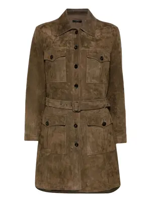 TOM FORD Suede Leather Coat - Brown
