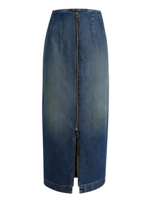 KHAITE KHAITE The Ruly Denim Midi Skirt