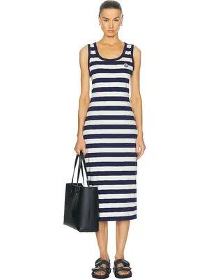 Moncler Stripe Jersey Dress - Navy & White