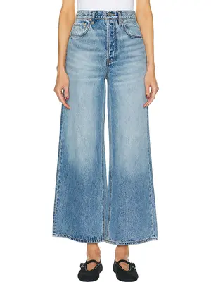 GRLFRND Norah Crop Wide Leg Jeans - Bluebird