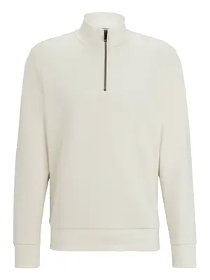 BOSS Cotton-blend Zip-up Sweater - White